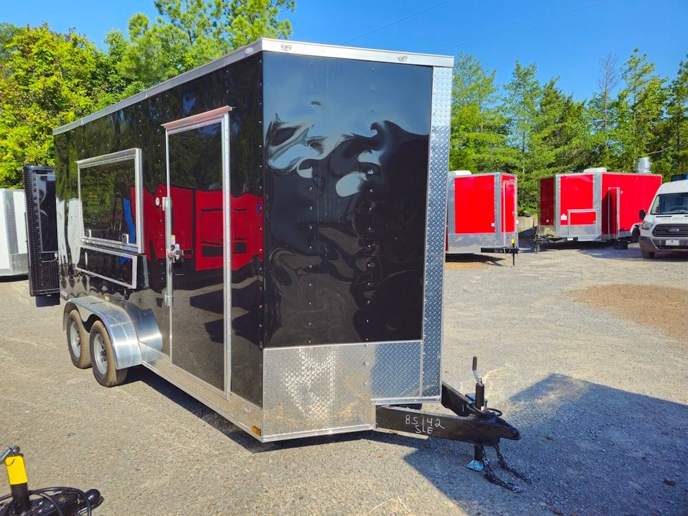 Concession Trailer 7'x16' Black with serving window