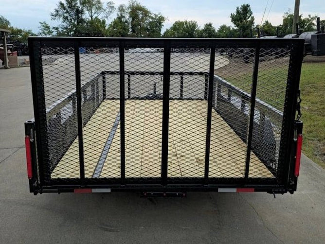 7' X 12' Straight Deck Utility Trailer 2ft Mesh Sides Double Axle 7K G
