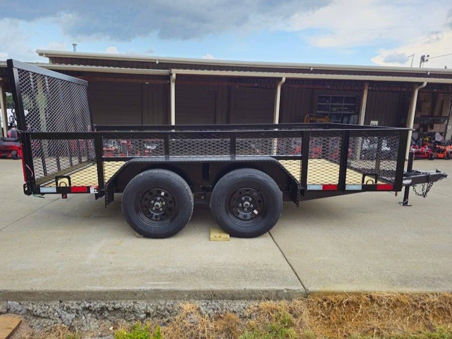 7' X 12' Straight Deck Utility Trailer 2ft Mesh Sides Double Axle 7K G