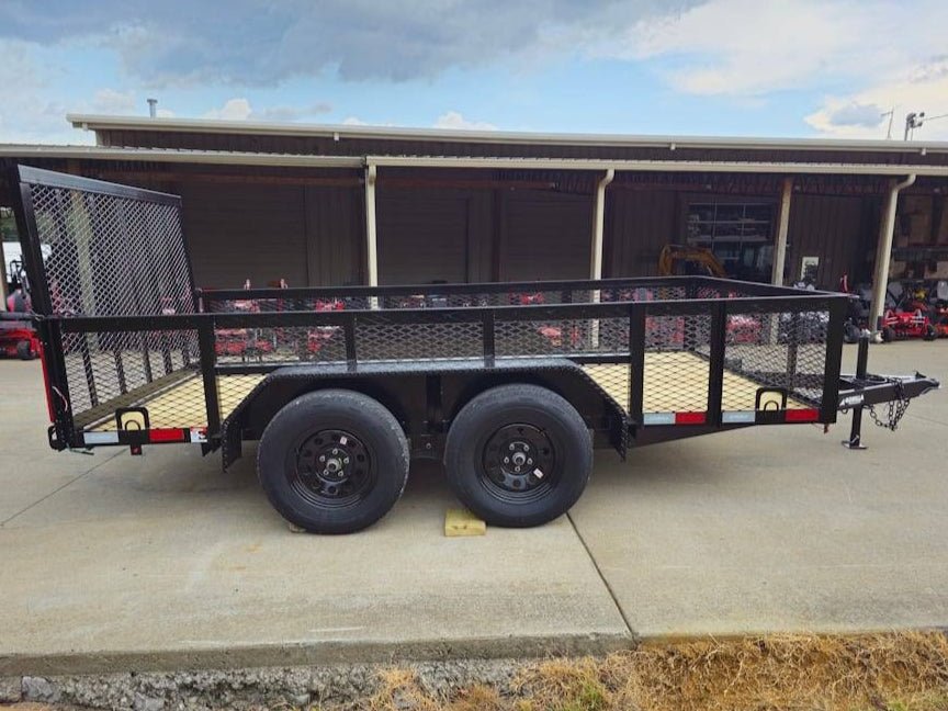 7' X 12' Straight Deck Utility Trailer 2ft Mesh Sides Double Axle 7K G
