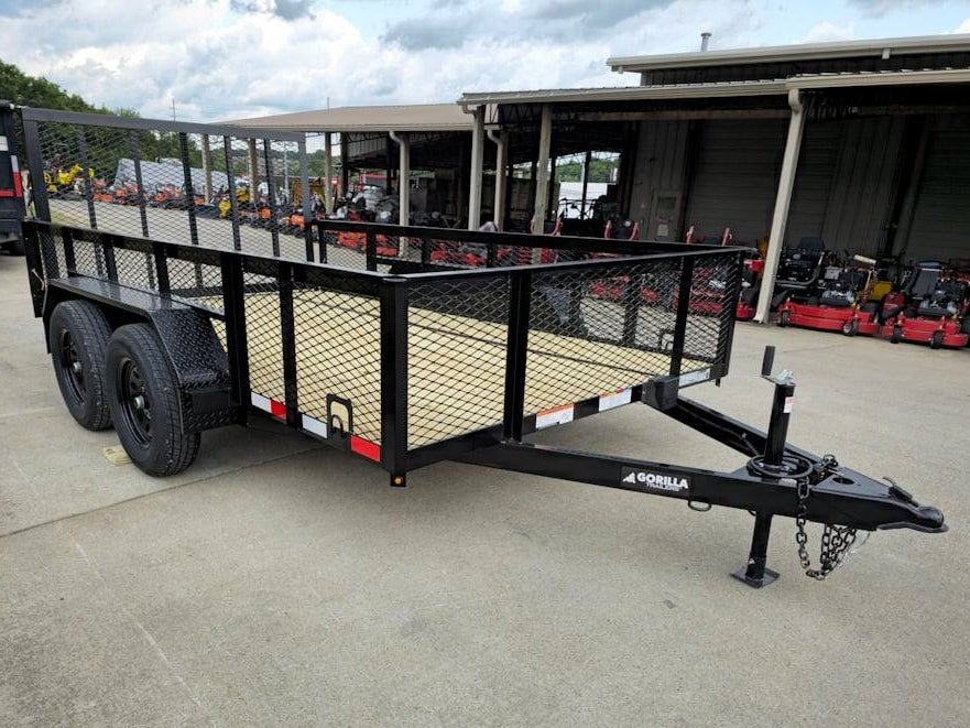 7' X 12' Straight Deck Utility Trailer 2ft Mesh Sides Double Axle 7K G