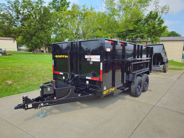 7x14 Telescopic Hydraulic Dump Trailer with 4ft Sides (2) 7K Axles 14K