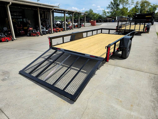 6.4x14 Straight Deck Utility Trailer 3,500lb Axles Tall Gate