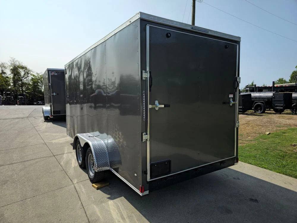 7x16 Charcoal V-Nose Enclosed Storage Trailer (2) 3,500lb Axles