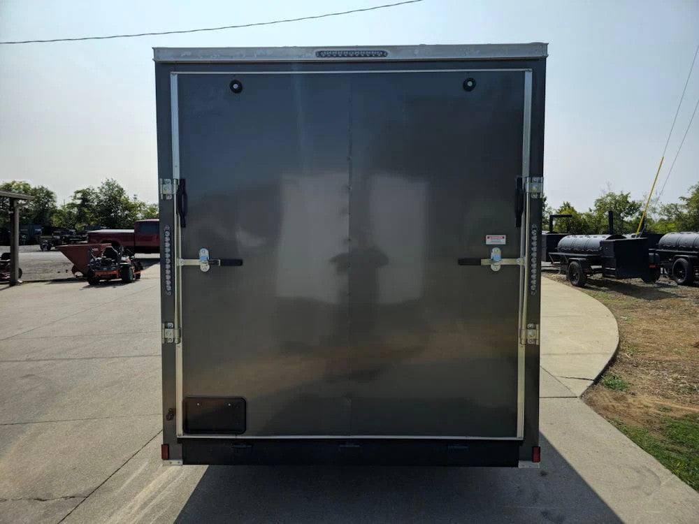 7x16 Charcoal V-Nose Enclosed Storage Trailer (2) 3,500lb Axles