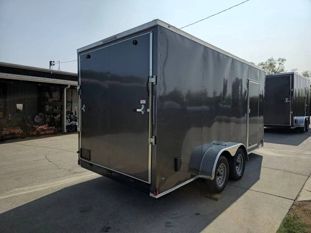 7x16 Charcoal V-Nose Enclosed Storage Trailer (2) 3,500lb Axles