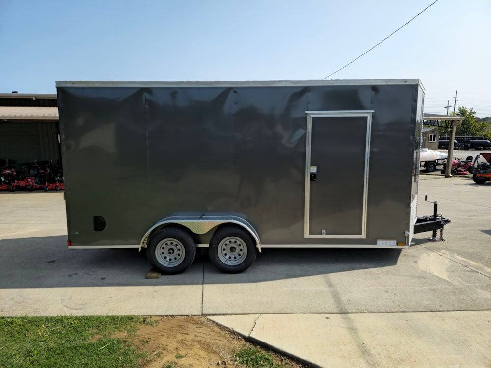 7x16 Charcoal V-Nose Enclosed Storage Trailer (2) 3,500lb Axles