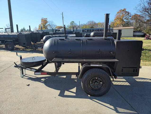 Pull Behind BBQ Smoker 250 Gallon with 3500lb Axle Premium With Charke