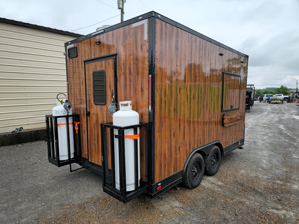 8.5' X 14' Wood Grain Concession Trailer Food Event Catering