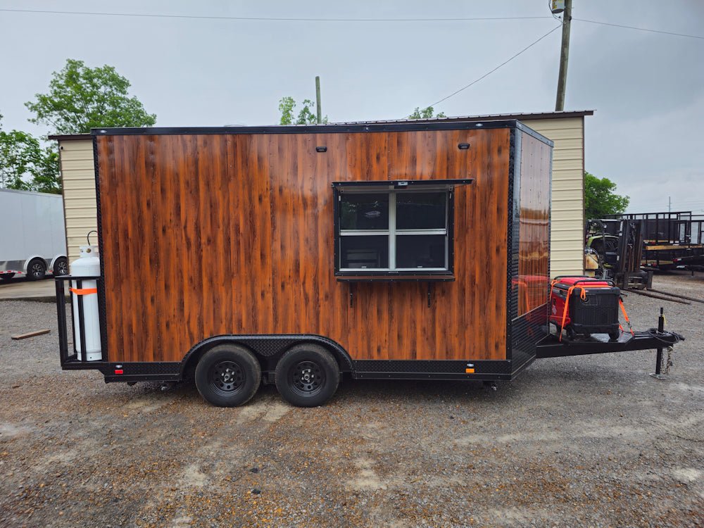 8.5' X 14' Wood Grain Concession Trailer Food Event Catering