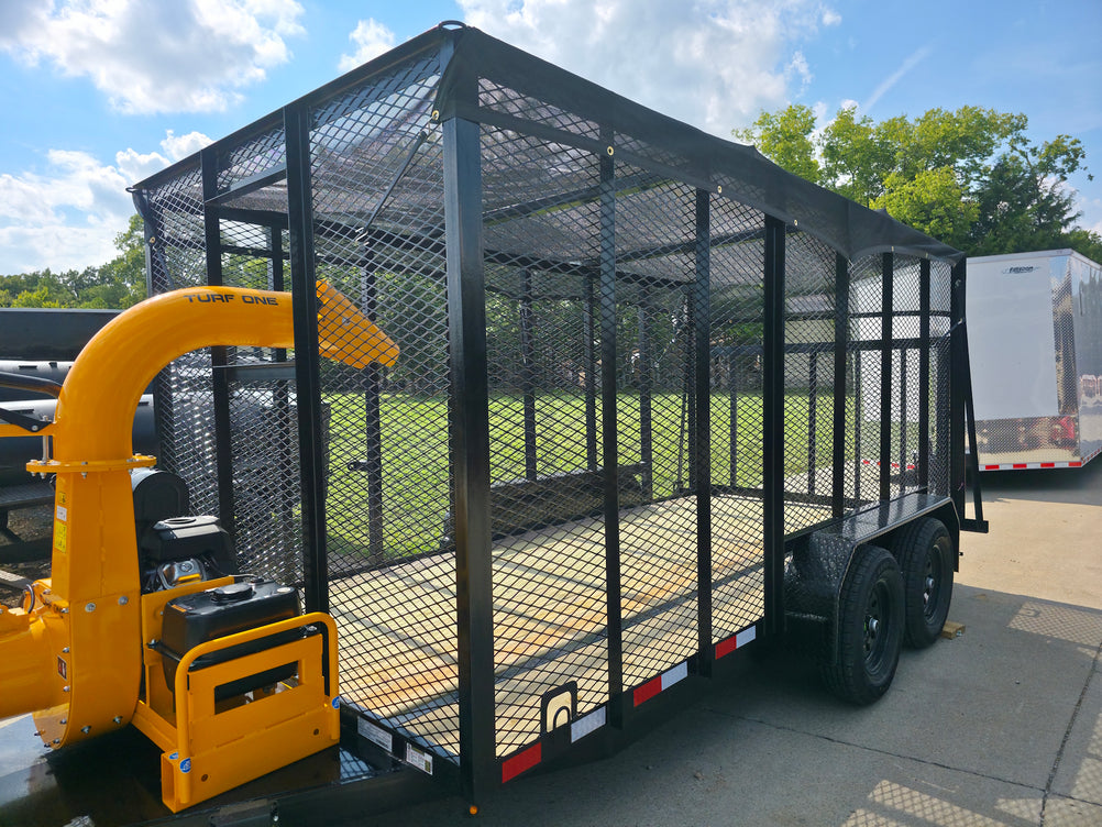 6.4x14 Debris Leaf Suction Removal Trailer with 21HP Debris Loader for ...