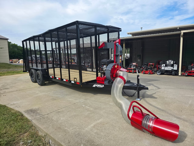6.4x18 Debris Leaf Suction Removal Trailer with 18HP Debris Loader for ...