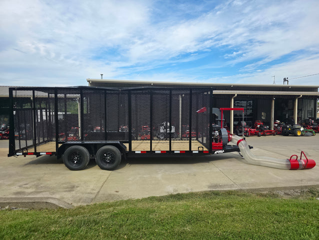 6.4x18 Debris Leaf Suction Removal Trailer with 18HP Debris Loader for ...