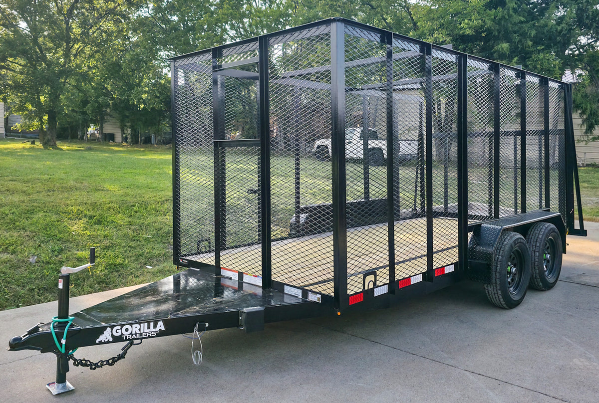 6.4' x 14' Leaf Cage Debris Loader Utility Trailer (2) 3500 Axles