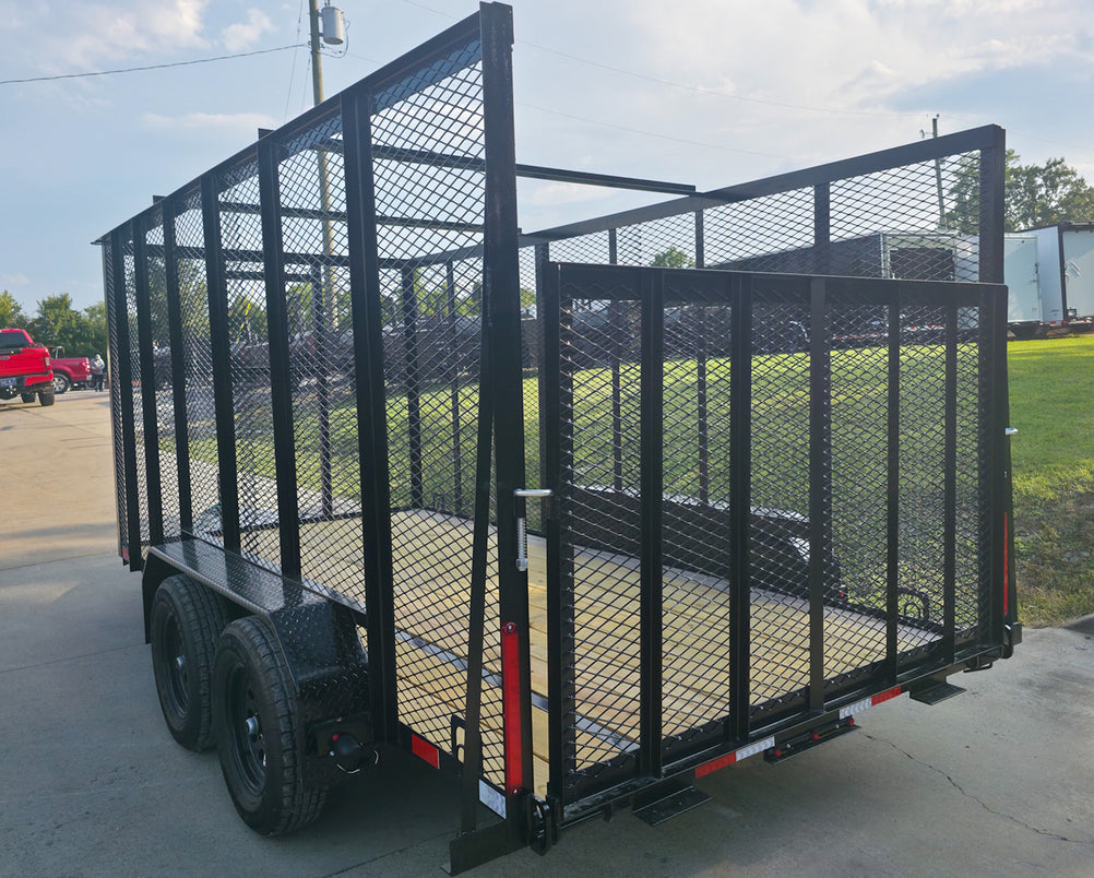 6.4' x 14' Leaf Cage Debris Loader Utility Trailer (2) 3500 Axles