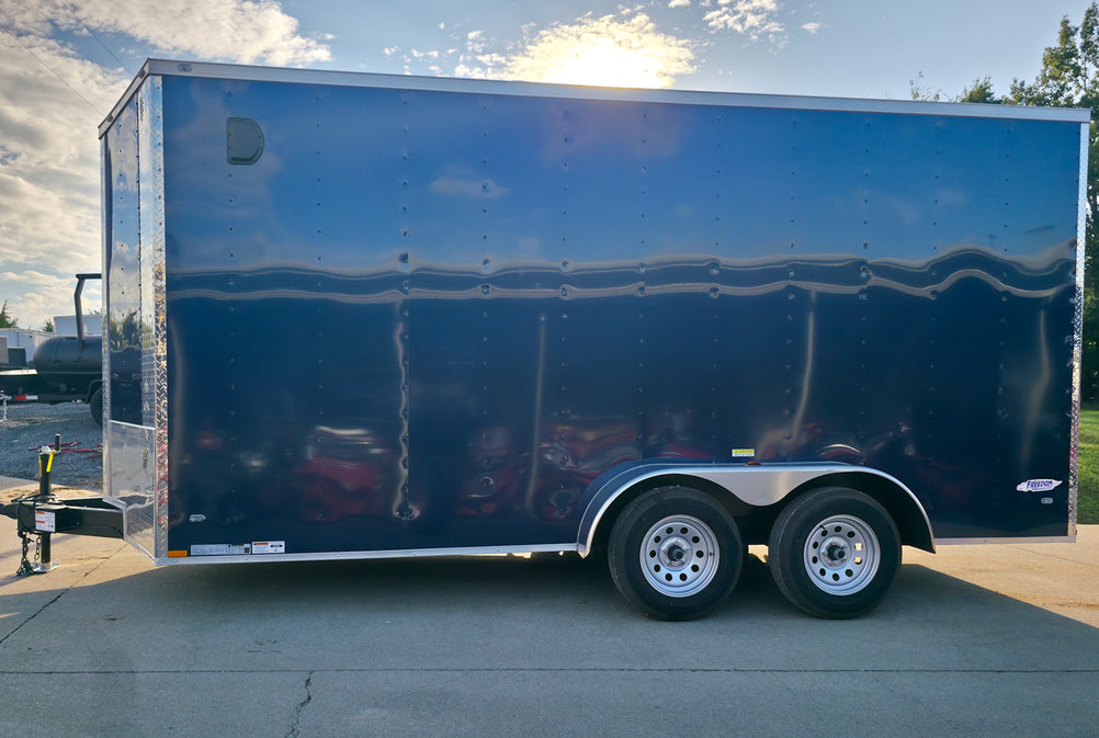 7x16x7 Indigo Blue Enclosed Trailer (2) 3500LB Axles - SLE Equipment