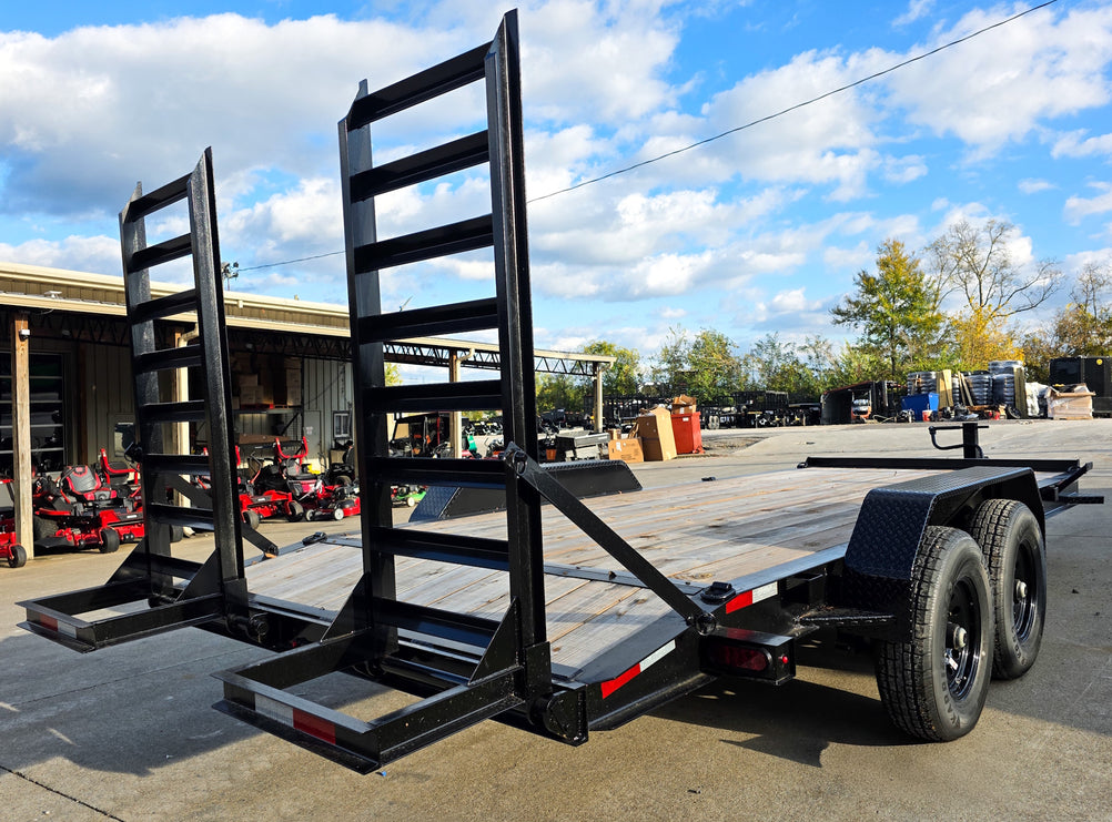 7' x 18' I-Beam Equipment Trailer (2) 7K Axles Stand-Up Ramps 14K GVWR