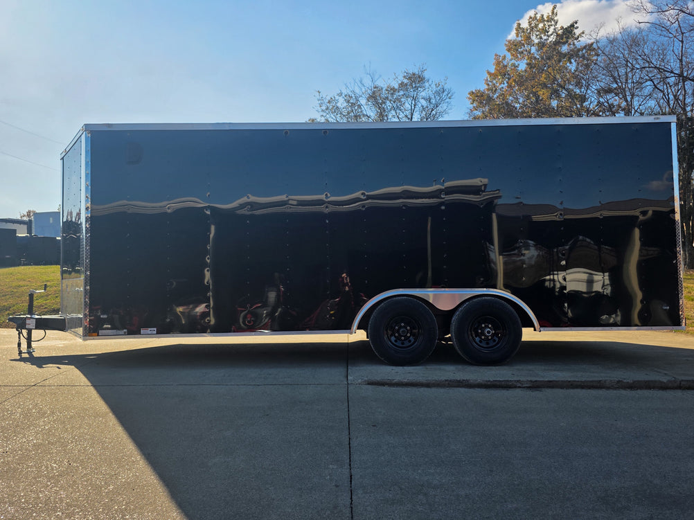 8.5x20 Black V-Nose Enclosed Trailer with Silver ATP (2) 52000lb Axles