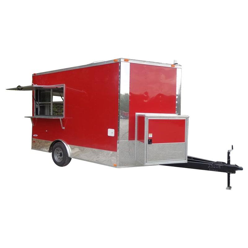 Concession Trailer 8.5' x12' Red - Catering Enclosed Kitchen