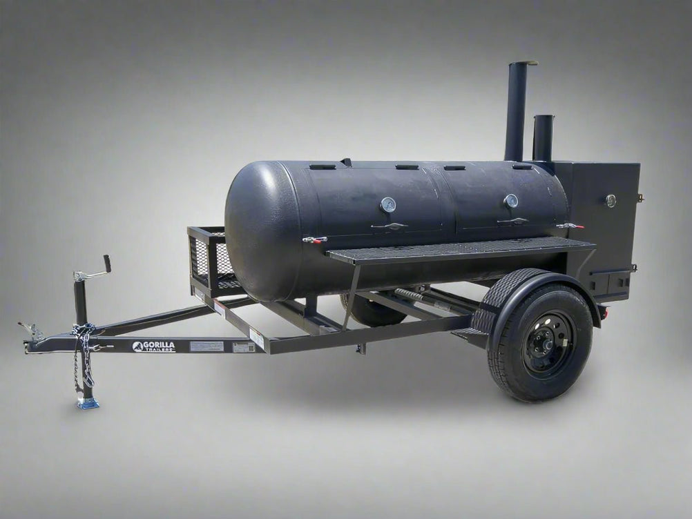 Pull Behind BBQ Smoker Premium 250 Gallon Reverse Flow with 3500lb Axl