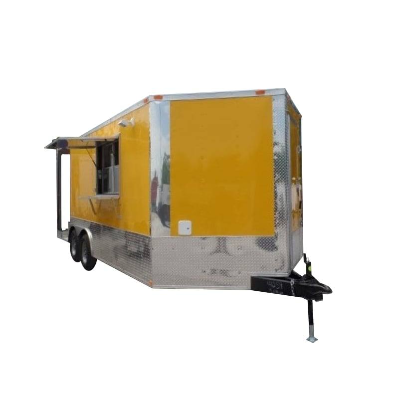 8.5' x 19' Concession Yellow BBQ Porch Food Trailer
