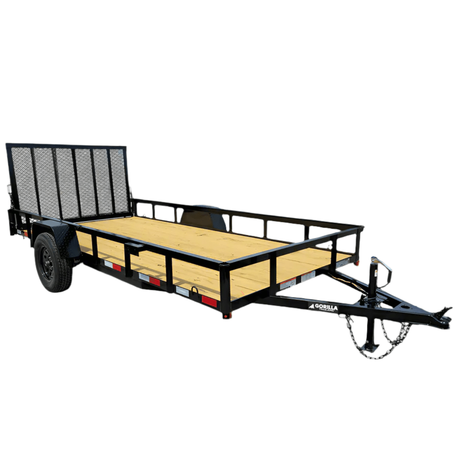 6.4x14 Straight Deck Utility Trailer 3,500lb Axles Tall Gate