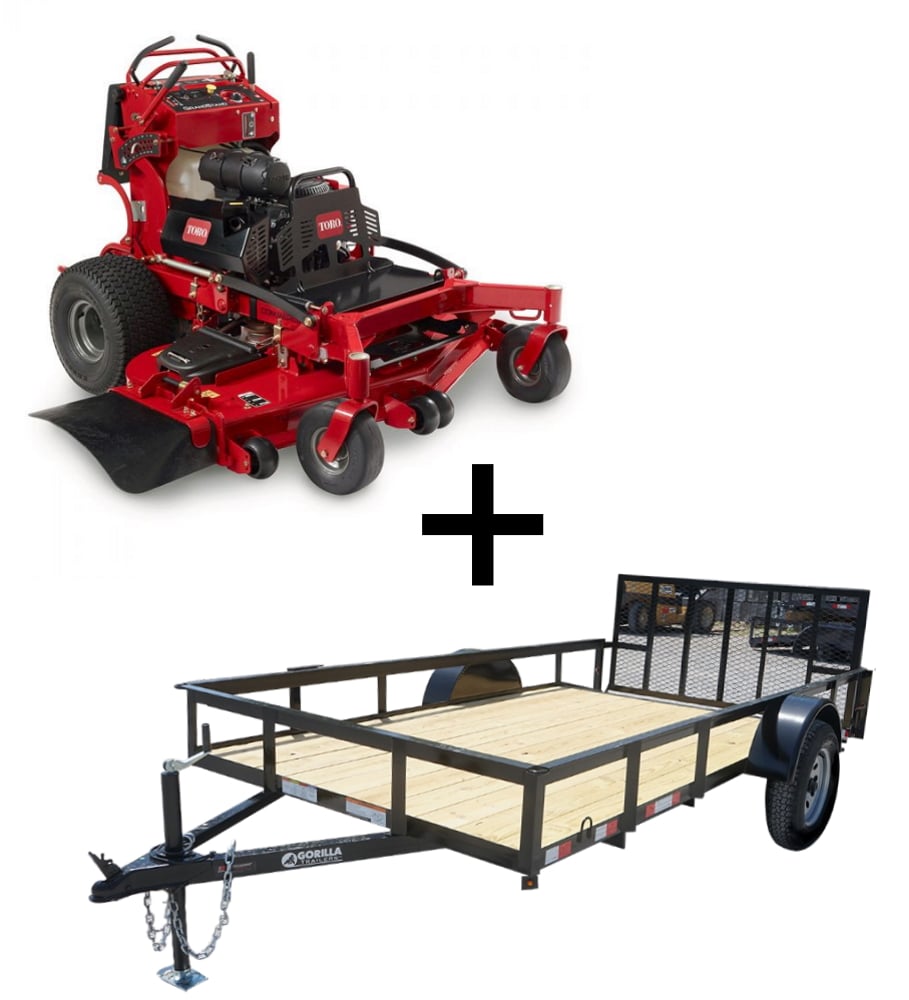 Toro 72523 GrandStand Stand On Mower Util Trailer Bundle
