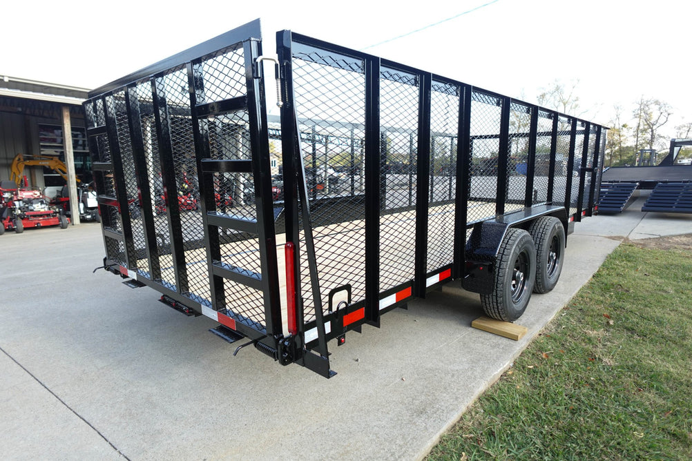 7x20 Heavy Duty Dovetail Utility Trailer 4ft Mesh Sides (2) 3,500lb ...