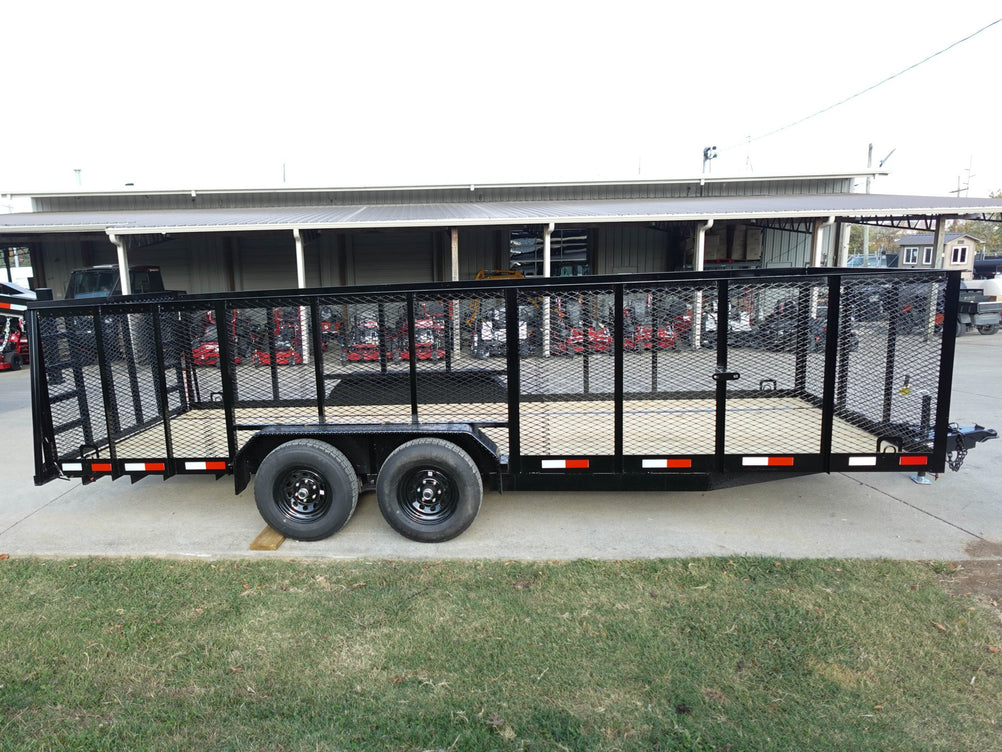 7x20 Heavy Duty Dovetail Utility Trailer 4ft Mesh Sides (2) 3,500lb ...
