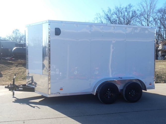 7x12 Tandem White V-Nose Enclosed Trailer - SLE Equipment
