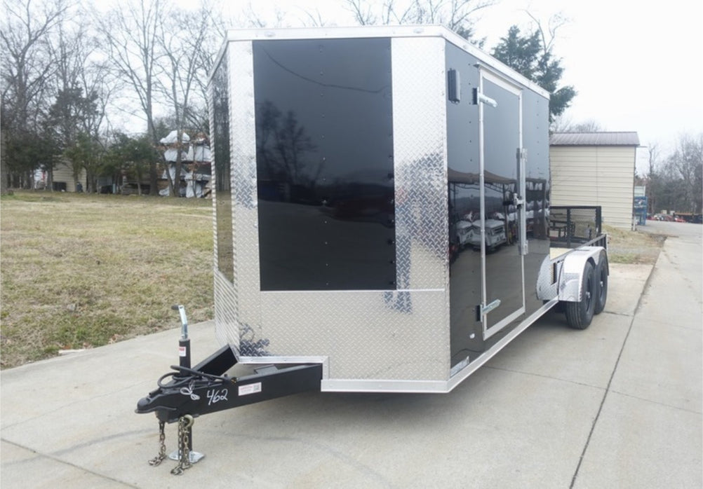 7x20 Black V-nose Hybrid Enclosed Trailer (2) 7K Axles - SLE Equipment