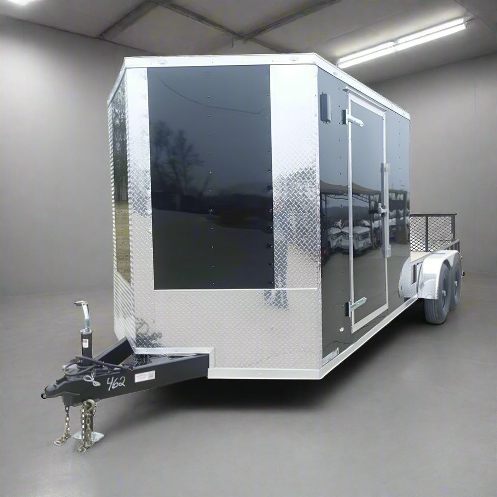 7x20 Black V-nose Hybrid Enclosed Trailer (2) 7K Axles - SLE Equipment