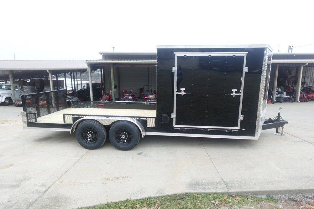 7x20 Black V-nose Hybrid Enclosed Trailer (2) 7K Axles - SLE Equipment