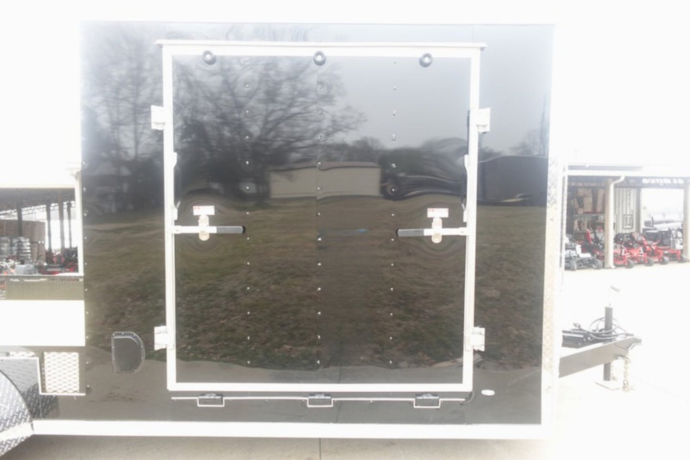 7x20 Black V-nose Hybrid Enclosed Trailer (2) 7K Axles - SLE Equipment