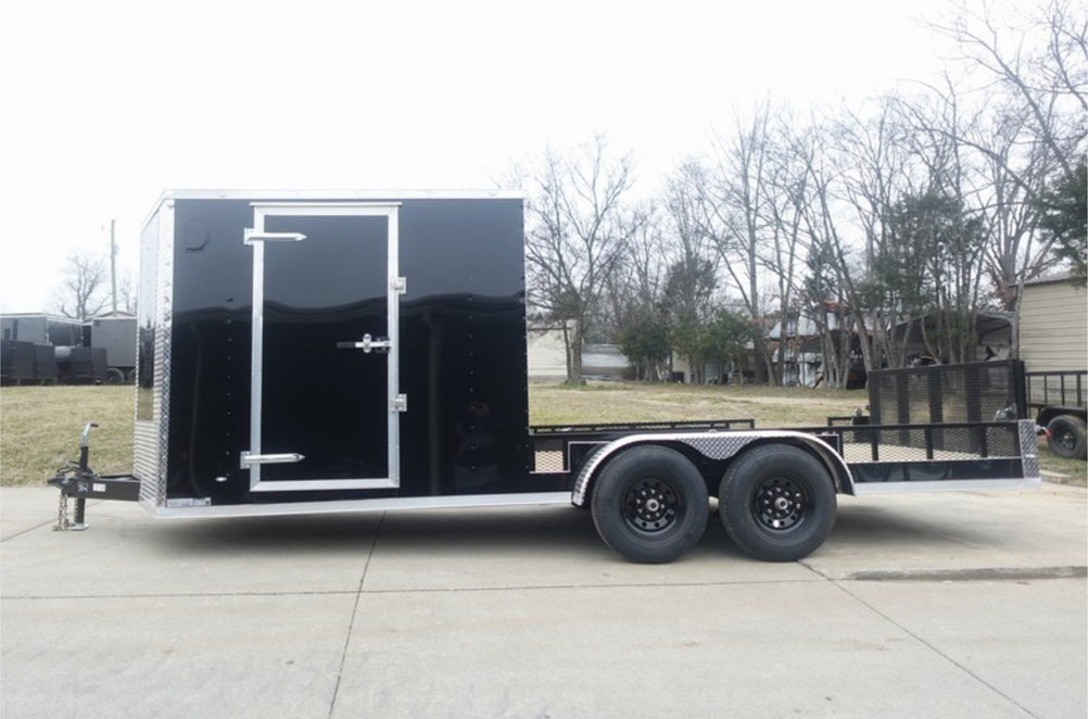 7x20 Black V-nose Hybrid Enclosed Trailer (2) 7K Axles - SLE Equipment