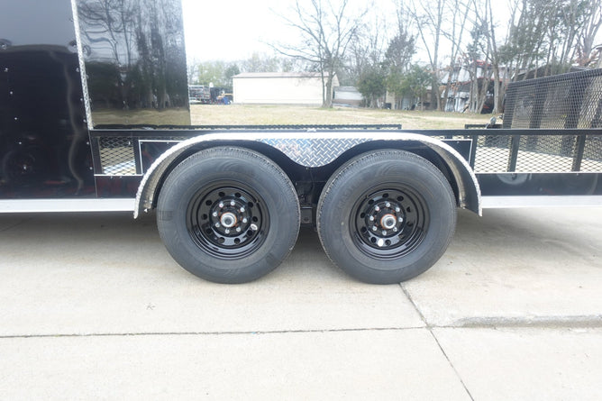 7x20 Black V-nose Hybrid Enclosed Trailer (2) 7K Axles - SLE Equipment