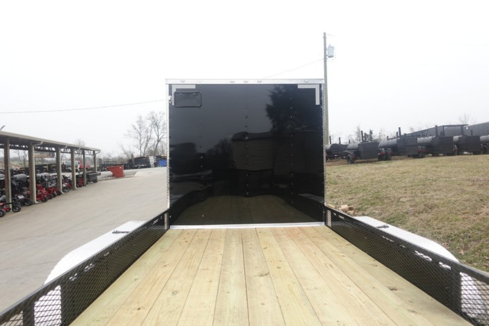7x20 Black V-nose Hybrid Enclosed Trailer (2) 7K Axles - SLE Equipment