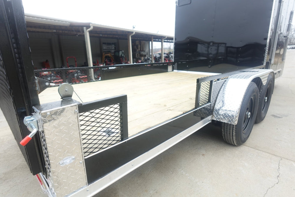 7x20 Black V-nose Hybrid Enclosed Trailer (2) 7K Axles - SLE Equipment