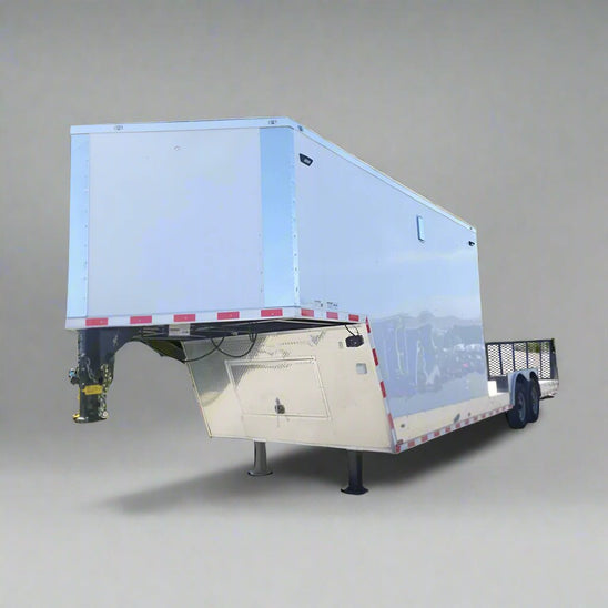 8.5x32 Gooseneck Hybrid Enclosed Trailer with (2) 7K Axles and 50 AMP ...