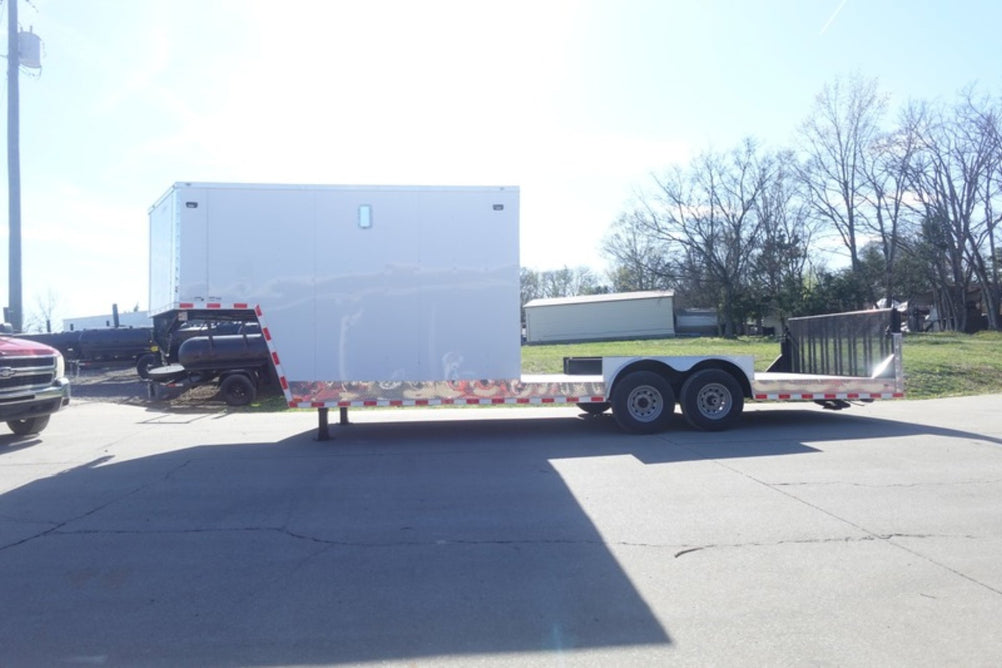 8.5x32 Gooseneck Hybrid Enclosed Trailer with (2) 7K Axles and 50 AMP ...