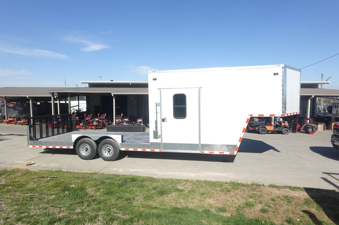 8.5x32 Gooseneck Hybrid Enclosed Trailer with (2) 7K Axles and 50 AMP