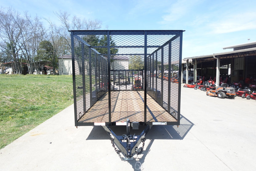 7' x 18' Tandem Straight Deck Utility Trailer 6ft Mesh Sides 7K GVWR ...