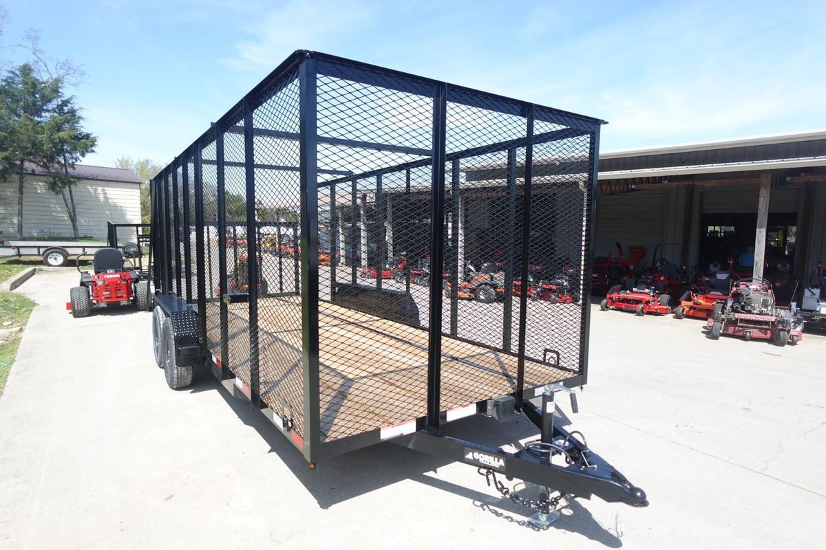 7' x 18' Tandem Straight Deck Utility Trailer 6ft Mesh Sides 7K GVWR ...