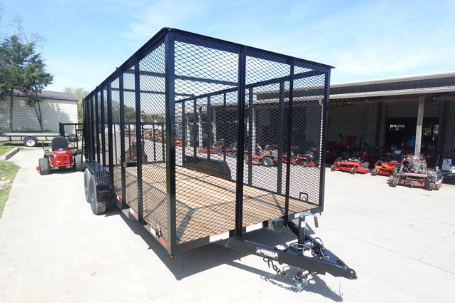 7' x 18' Tandem Straight Deck Utility Trailer 6ft Mesh Sides 7K GVWR ...