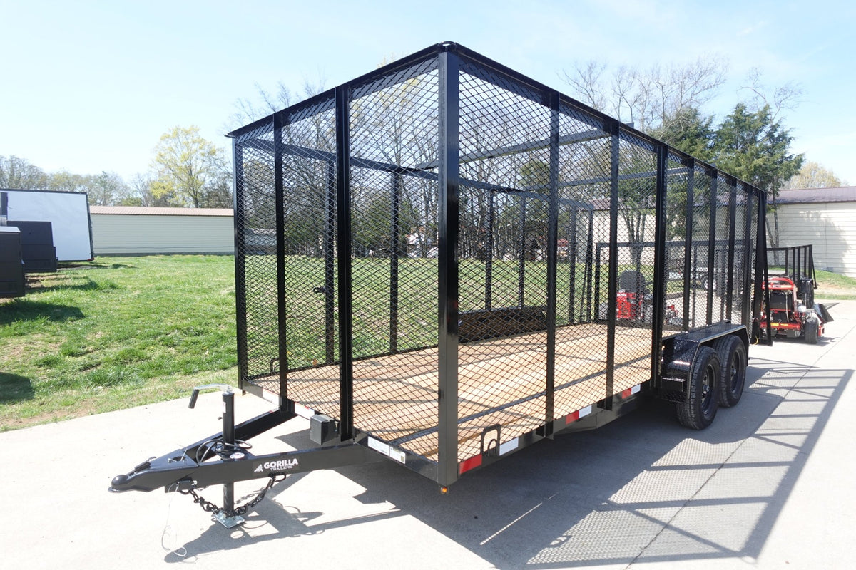 7' x 18' Tandem Straight Deck Utility Trailer 6ft Mesh Sides 7K GVWR ...