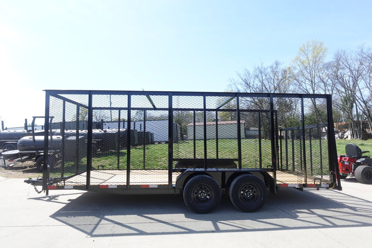 7' x 18' Tandem Straight Deck Utility Trailer 6ft Mesh Sides 7K GVWR ...