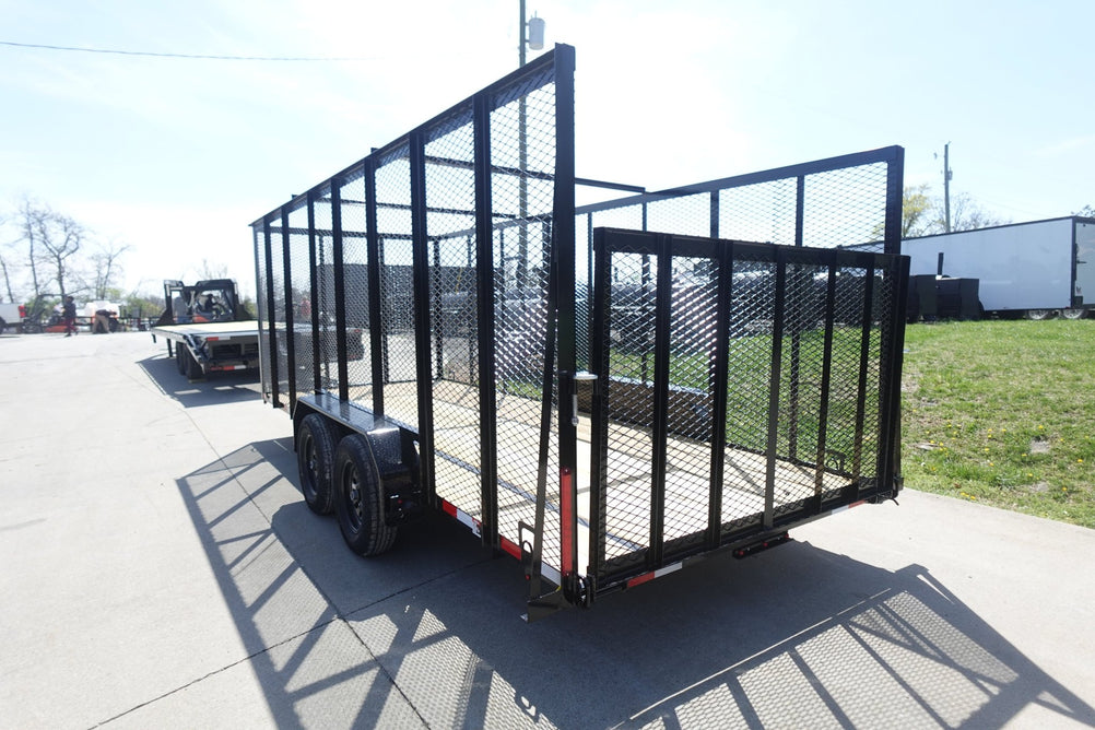 7' x 18' Tandem Straight Deck Utility Trailer 6ft Mesh Sides 7K GVWR ...