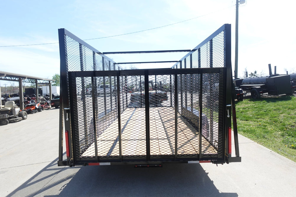 7' x 18' Tandem Straight Deck Utility Trailer 6ft Mesh Sides 7K GVWR ...