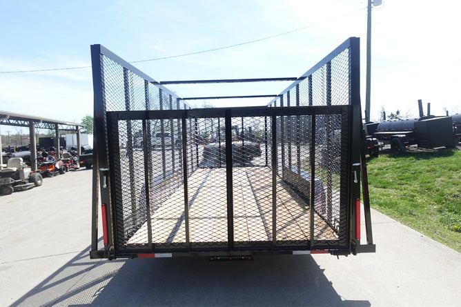 7' x 18' Tandem Straight Deck Utility Trailer 6ft Mesh Sides 7K GVWR ...