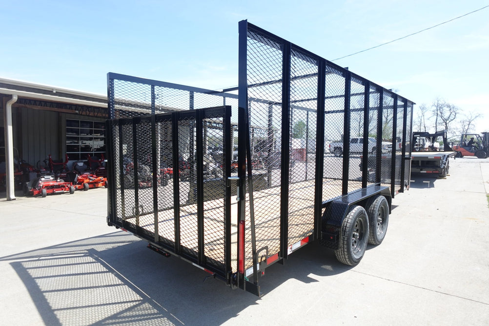 7' x 18' Tandem Straight Deck Utility Trailer 6ft Mesh Sides 7K GVWR ...